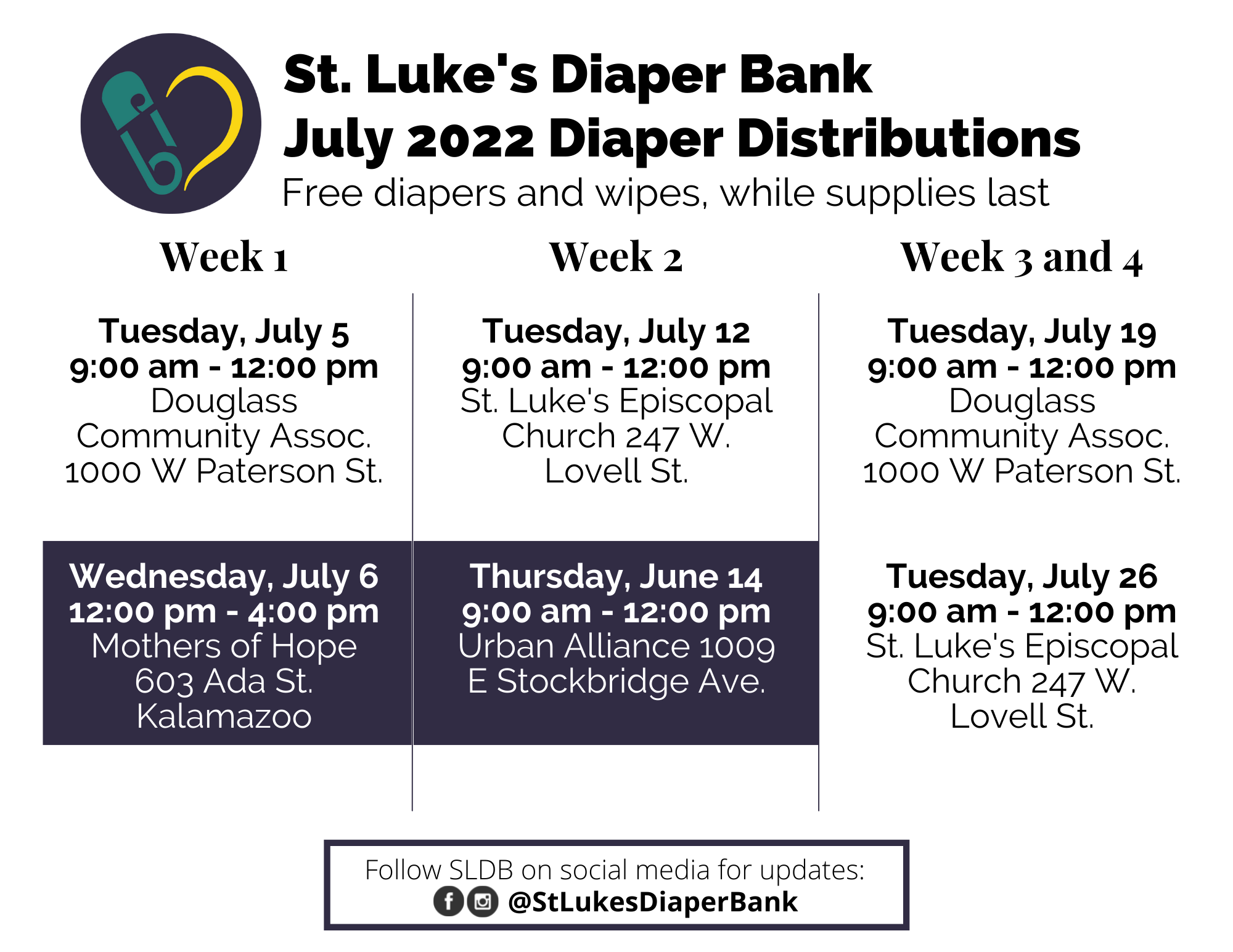 JULY 2022 DISTRO FLYER COLOR | St. Luke's Diaper Bank